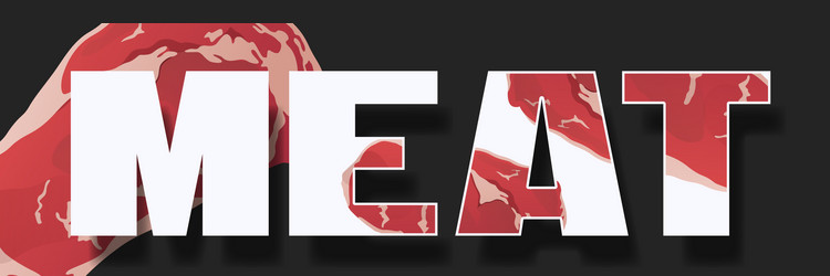 Word meat logo stylized as a piece Royalty Free Vector Image