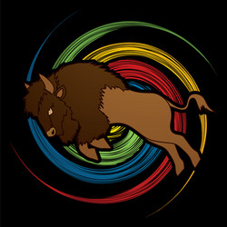 Buffalo jumping graphic Royalty Free Vector Image