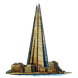 Comic hand-drawn of the shard skyscraper Vector Image