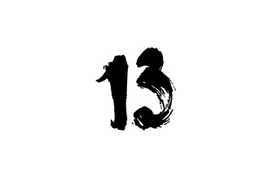 Hand drawing number 13 logo icon design Royalty Free Vector