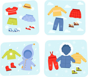 Cartoon kids seasonal winter spring summer fall Vector Image