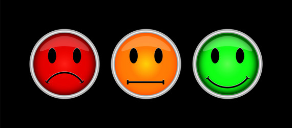 Three colorful buttons with symbols emotions Vector Image