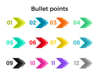Arrow bullet point colorful baler bullets Vector Image