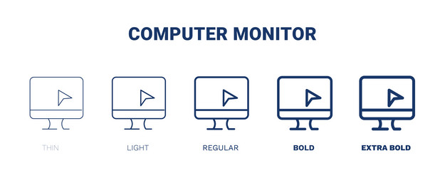 Computer and monitor icons thin light regular Vector Image