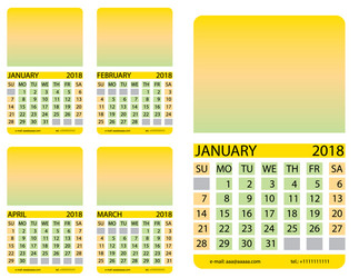 Calendar grid december january february march Vector Image