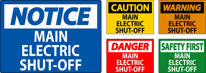 Caution sign main electric shut-off Royalty Free Vector