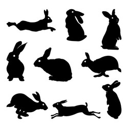 Dancing rabbit silhouette Royalty Free Vector Image