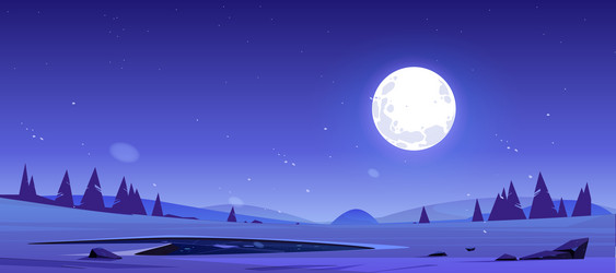 Cartoon nature night time landscape background Vector Image