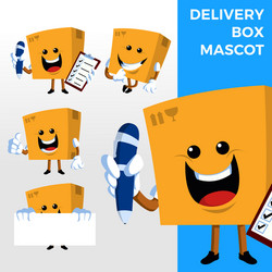 Parcel box mascot delivery character with emotions