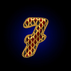 Golden and red letter 7 Royalty Free Vector Image