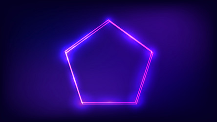 Neon frame in pentagon form with shining effects Vector Image