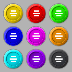 Center alignment icon sign symbols on nine wavy Vector Image