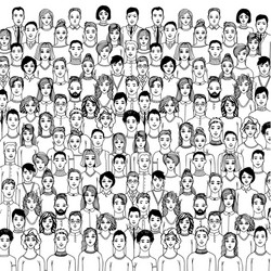 Cartoon group or crowd shocked people Royalty Free Vector