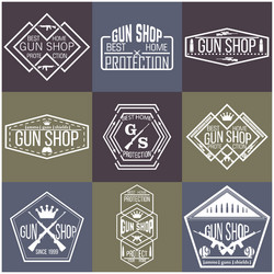 Gun shop logotypes and badges set Royalty Free Vector Image