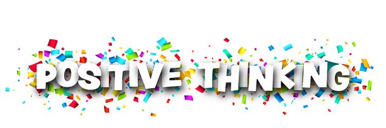 Think positive sign on colorful cut ribbon Vector Image