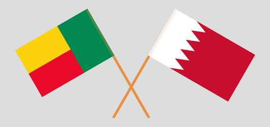 Crossed and waving flags of benin and bahrain Vector Image