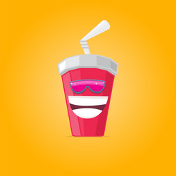 Funny cartoon cute red party paper cola cup Vector Image