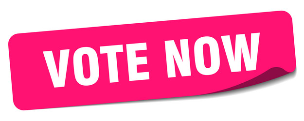 Vote now sticker vote now label Royalty Free Vector Image