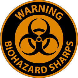 Warning biohazard label biohazard sharps Vector Image