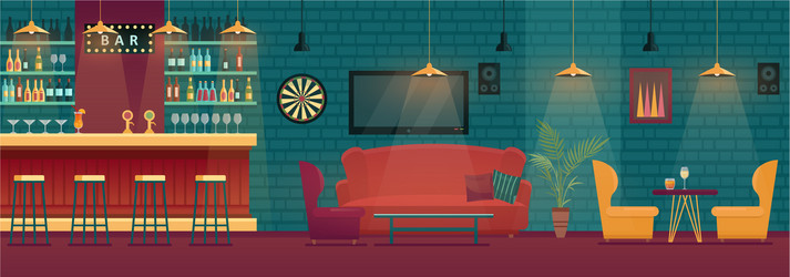 Bar pub counter interior cartoon Royalty Free Vector Image
