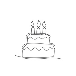 Continuous one line drawing of birthday cake Vector Image