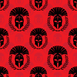 Spartan man in red cloak and helmet armed Vector Image
