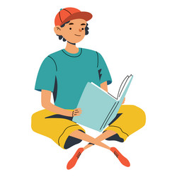 Happy man book character Royalty Free Vector Image