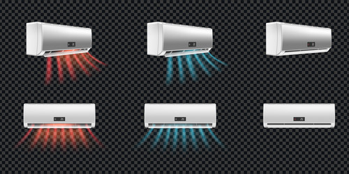 Conditioner air filter icons set neon Royalty Free Vector