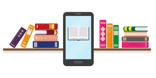 Stack books and computer screen Royalty Free Vector Image