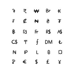 Currency symbols set with names Royalty Free Vector Image