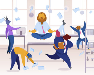 Office workers with animals heads clipart Vector Image