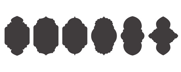 Ramadan window frame shapes islamic golden arches Vector Image