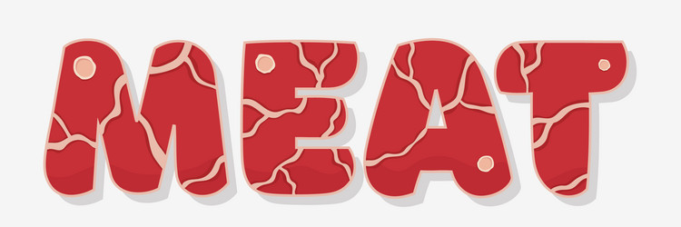 Word meat logo stylized as a piece Royalty Free Vector Image