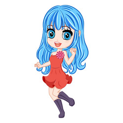 Dancing chibi girl for coloring page Royalty Free Vector