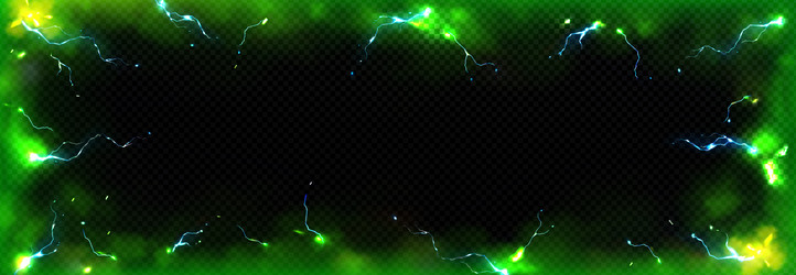 Frame made of green smoke and lightning bolts Vector Image