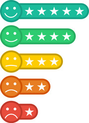 Emoji with star rating feedback emoticon Vector Image