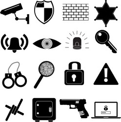 Black security icons set Royalty Free Vector Image