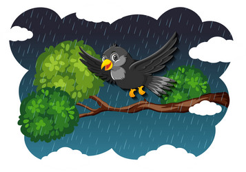 Bird in nature raning scene Royalty Free Vector Image