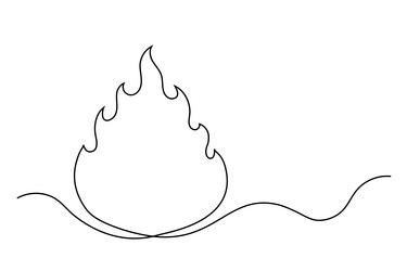 Single line drawing fire flames Royalty Free Vector Image