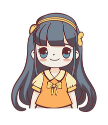 Cute anime chibi little girl cartoon Royalty Free Vector