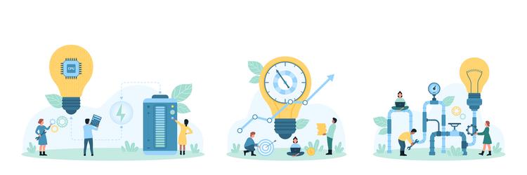 Implementation and monetization of ideas set tiny Vector Image