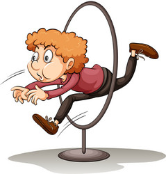 A boy running through the hoop Royalty Free Vector Image
