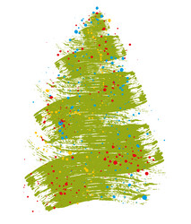 Grunge brush drawing of christmas tree beautiful Vector Image
