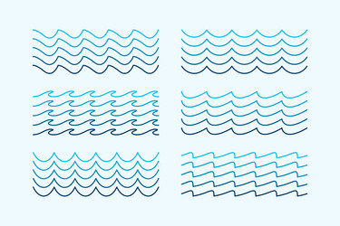 Waves curve line style sea pattern borders Vector Image