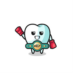 Tooth mascot character as a mma fighter Royalty Free Vector