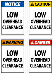 Danger low overhead clearance sign on white Vector Image