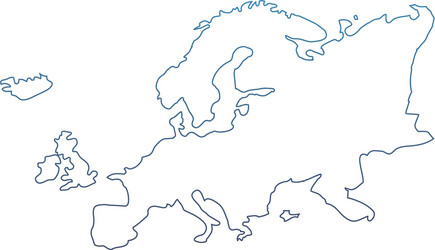 Blank outline map of europe simplified wireframe Vector Image