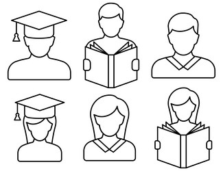 Students college education icons set on white Vector Image