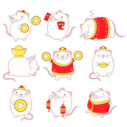 Cute rat cartoon hug character white Royalty Free Vector