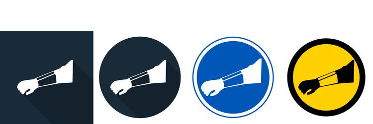 Symbol wear arm protection sign on black Vector Image